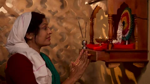 devotional Indian woman praying to god d... | Stock Video | Pond5