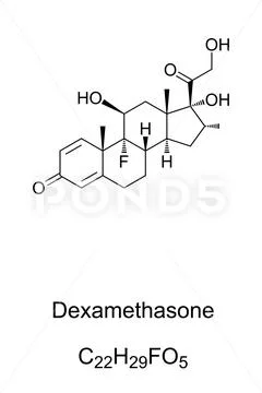 Dexamethasone. Chemical structure. Skeletal and structural formula ...