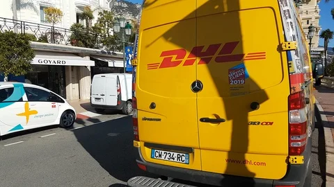DHL Delivery Van In Monaco - Rear View | Stock Video | Pond5
