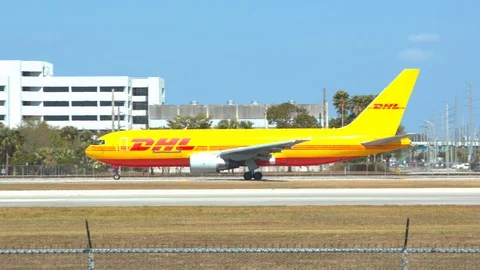 DHL Yellow 767 Cargo Freighter at Miami ... | Stock Video | Pond5