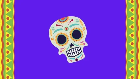 dia de los muertos animation with skull ... | Stock Video | Pond5
