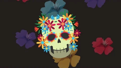 dia de los muertos animation with head s... | Stock Video | Pond5