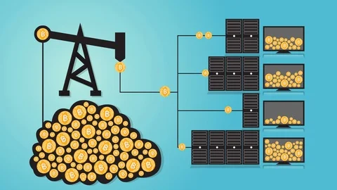 diagram animated bitcoin mining by oil d... | Stock Video | Pond5