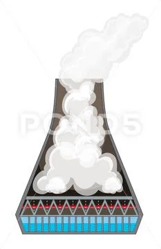 Diagram showing smoke in chimney Illustration #118708364