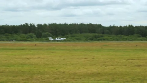 Diamond aircraft on the take-off roll du... | Stock Video | Pond5