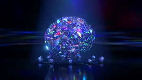 The diamond brain rotates on a black bac... | Stock Video | Pond5