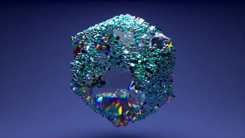 Diamond polyhedral sphere rotates. Blue ... | Stock Video | Pond5