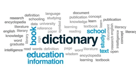 Dictionary animated word cloud, text des... | Stock Video | Pond5