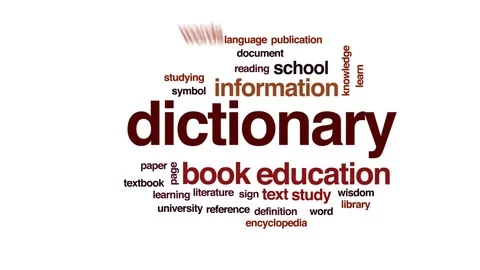 Dictionary animated word cloud, text des... | Stock Video | Pond5