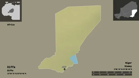 Diffa location. Niger. Relief map | Stock Video | Pond5