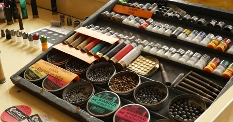 Different Bullet collection in museum | Stock Video | Pond5