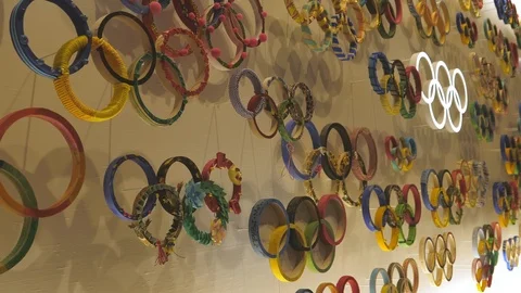 Different designs of the olympic rings i... | Stock Video | Pond5
