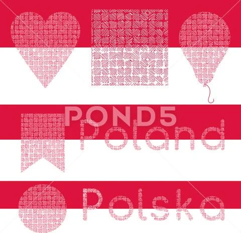 Different figures in the national colors of Poland. Vector illustration ...