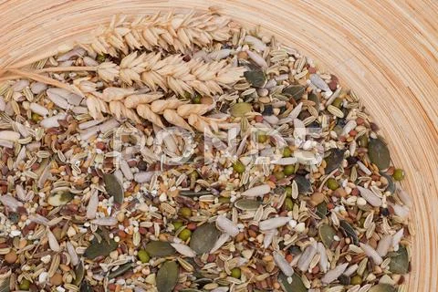 Photograph: Different grain varieties mixed together #47632862