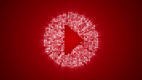 Different multimedia icons form a Play i... | Stock Video | Pond5