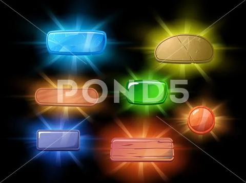 Different shapes and textures buttons for game ui design.: Royalty Free ...