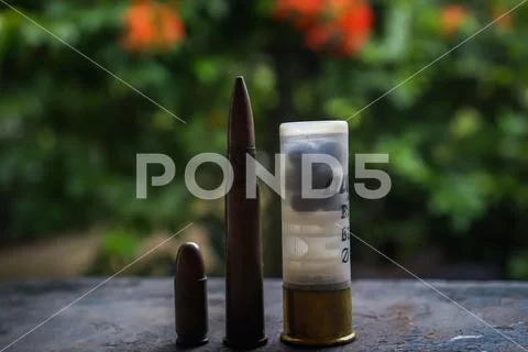 Different types of bullets background Stock Image #229573261
