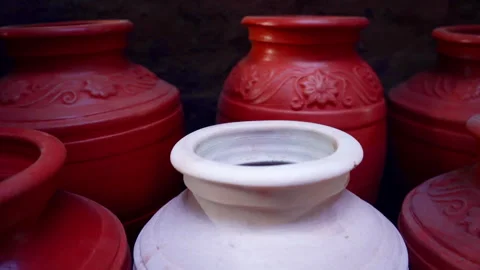 Different types of traditional clay pots... | Stock Video | Pond5