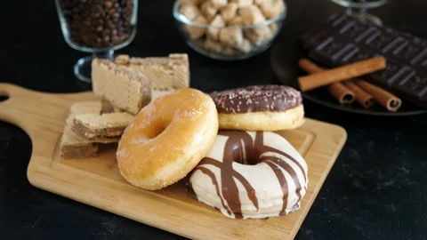 Differents type of sweets and candies on... | Stock Video | Pond5