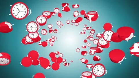 Digital animation of Falling clocks on g... | Stock Video | Pond5
