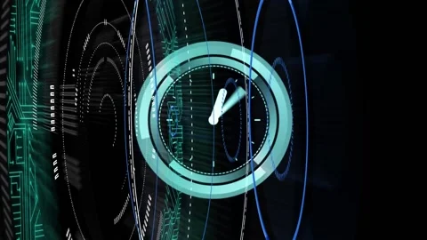 Digital animation of neon clock ticking ... | Stock Video | Pond5