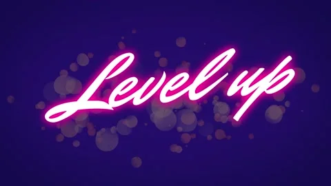 Digital animation of neon pink level up ... | Stock Video | Pond5