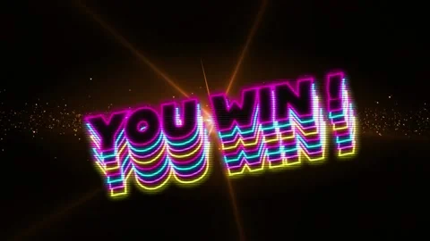 Digital animation of neon you win text w... | Stock Video | Pond5
