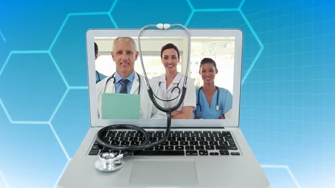Digital animation of stethoscope on lapt... | Stock Video | Pond5