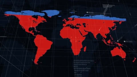 Digital animation of world map turning r... | Stock Video | Pond5