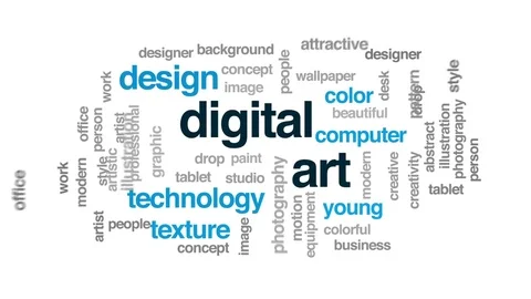 Digital art animated word cloud, text de... | Stock Video | Pond5