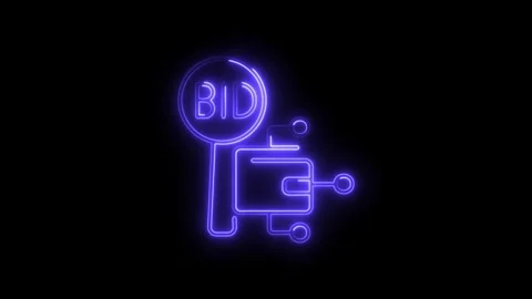 Digital bid neon animation concept for o... | Stock Video | Pond5