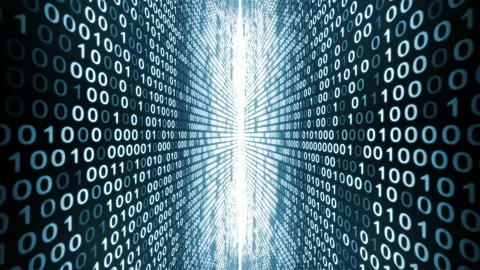 Digital binary code blue walls animation... | Stock Video | Pond5