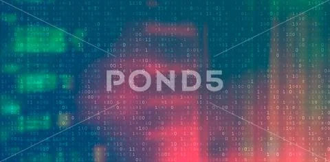 Digital Binary Code on Dark Red Background. Data Breach Illustration ...