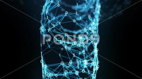 Digital binary plexus tunnel funnel background Illustration #77535148