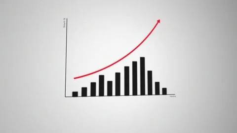 Digital black bar chart with red line gr... | Stock Video | Pond5