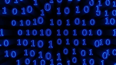 Digital blue neon binary code loop anima... | Stock Video | Pond5