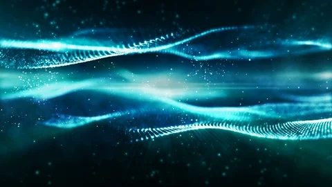 Digital blue particles wave with grid mo... | Stock Video | Pond5