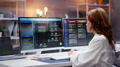 Digital Calendar Schedule Software In Of... | Stock Video | Pond5