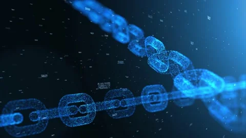 Digital chain blocks rotation on compute... | Stock Video | Pond5
