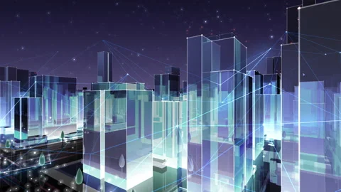 Digital City Network Building Technology... | Stock Video | Pond5