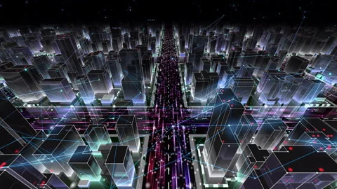 Digital City Network Building Technology... | Stock Video | Pond5