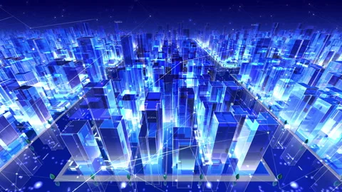 Digital City Network Building Technology... | Stock Video | Pond5