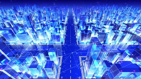 Digital City Network Building Technology... | Stock Video | Pond5