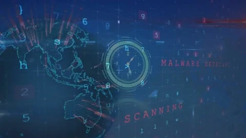 Digital clock ticking and cyber security... | Stock Video | Pond5