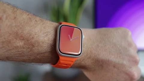 Digital clock time on Apple Watch Series... | Stock Video | Pond5