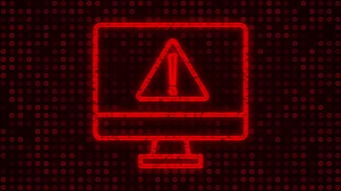 Digital computer and danger icon made of... | Stock Video | Pond5