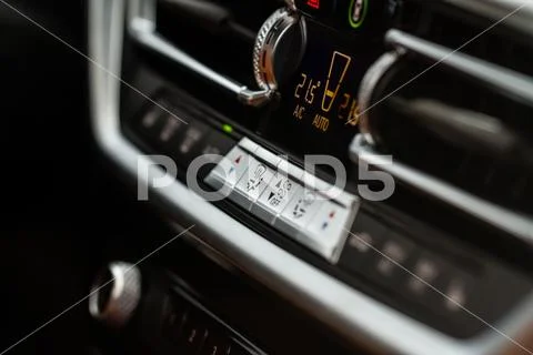 Digital control panel car air conditioner dashboard. Modern car ...
