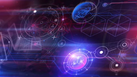 Digital data in a virtual infographic st... | Stock Video | Pond5