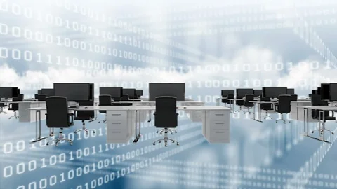 Digital desktops scrolling on a sky back... | Stock Video | Pond5