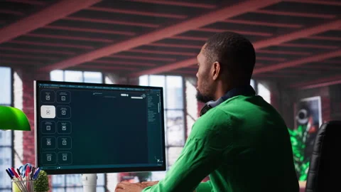 Digital editor uses AI powered text to v... | Stock Video | Pond5